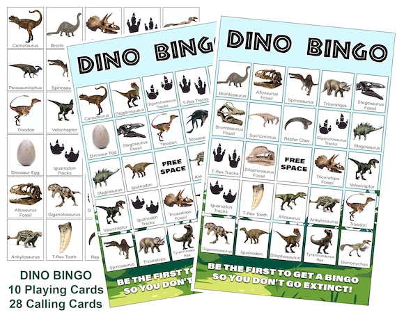 Dinosaur BINGO Cards Digital Download to Print at Home 10 - Etsy