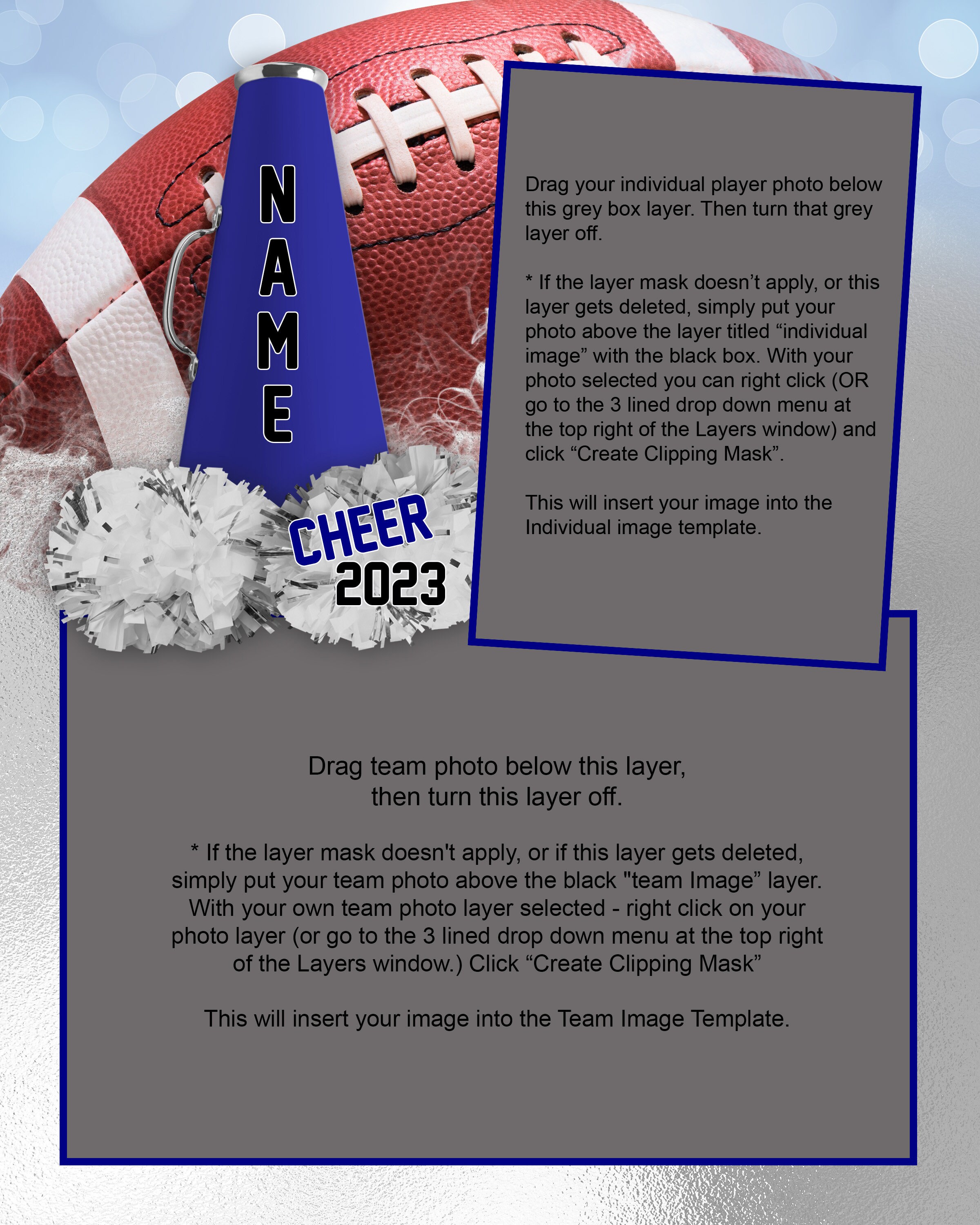 Cheerleading Memory Mate 8x10 Layered Photoshop File Football - Etsy