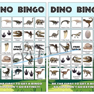 Dinosaur BINGO Cards, Digital Download to Print at Home, 10 Playing ...