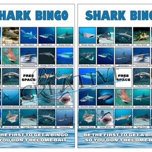 Shark BINGO Cards, Kids Birthday Party Game for Instant Download - Etsy