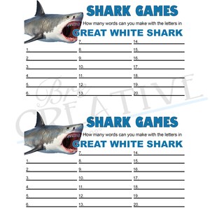Shark Themed Party Games, Digital Download, Jaws Party Activities - Etsy