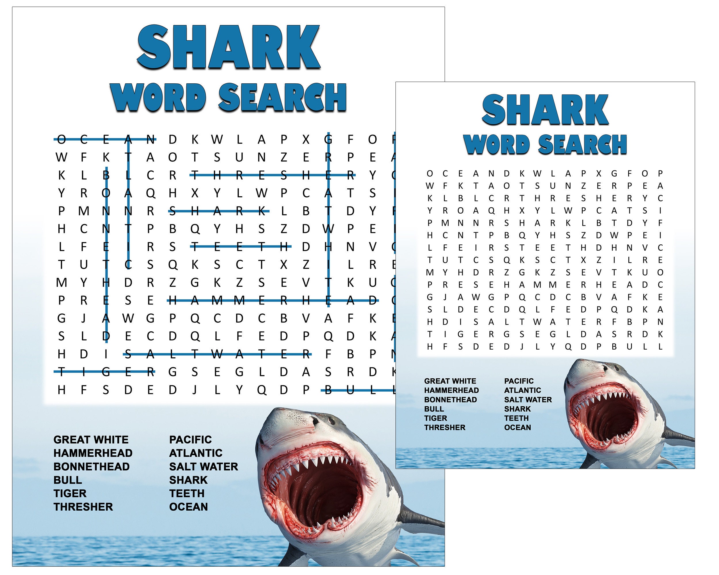 Shark Themed Party Games, Digital Download, Jaws Party Activities - Etsy