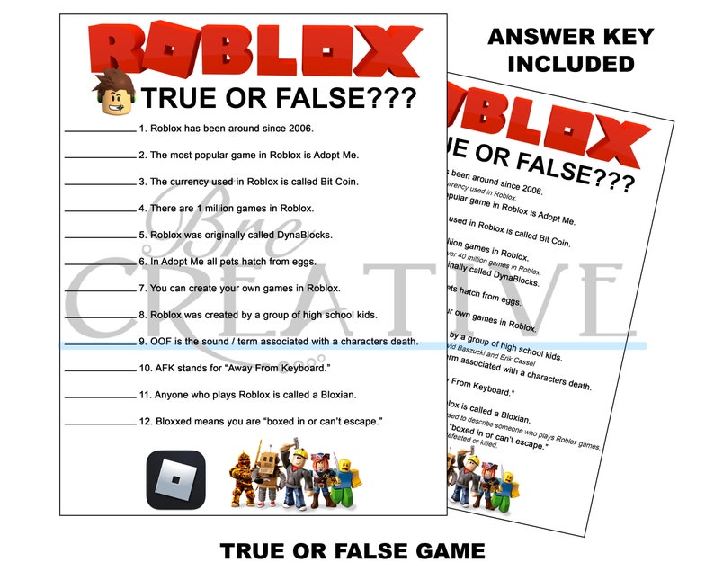 Roblox Party Games, Digital Download, Birthday Party Activities - Etsy