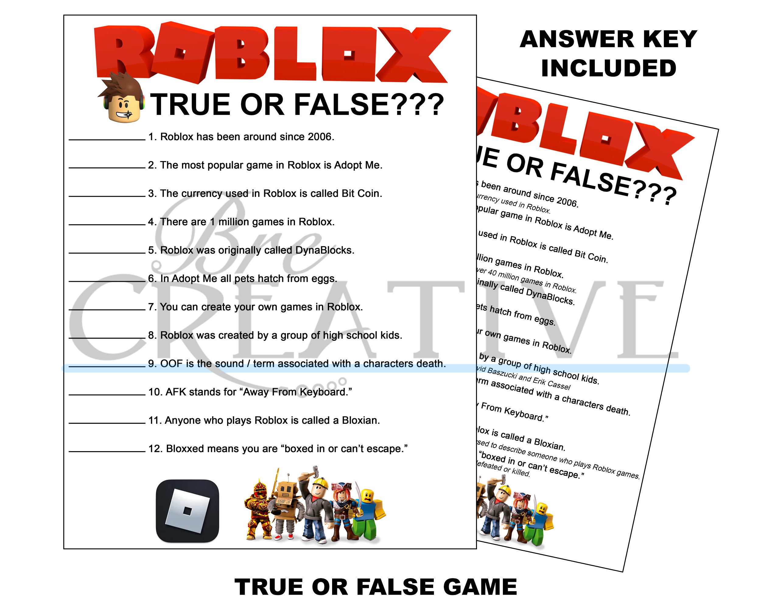 Roblox Party Games, Digital Download, Birthday Party Activities - Etsy
