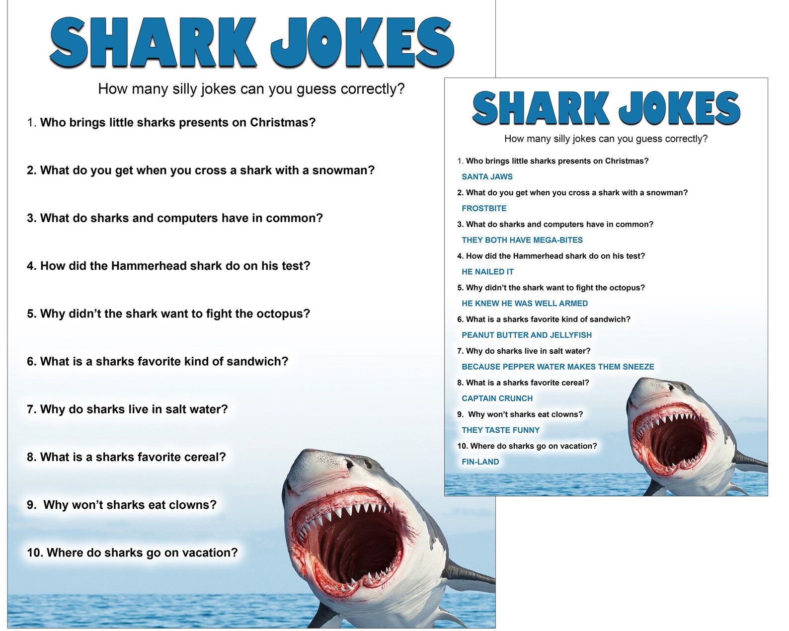 Shark Themed Party Games, Digital Download, Jaws Party Activities - Etsy