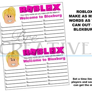 Roblox Girl Birthday Party Games: 4 Fun Activities (digital Download ...