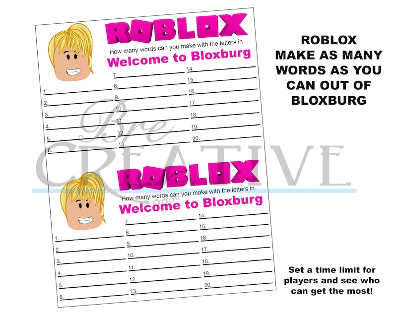 Roblox Girl Birthday Party Games: 4 Fun Activities (digital Download ...