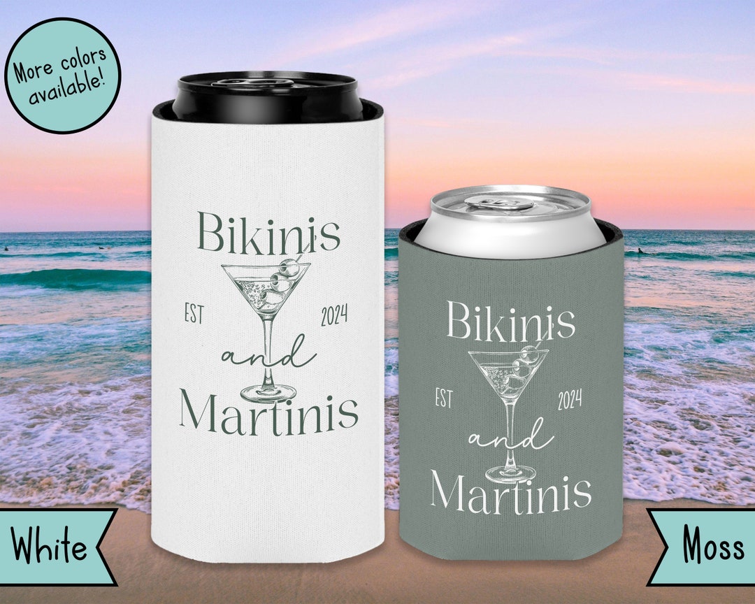 Custom Bikinis and Martinis Can Coolers Bikini Martini Bachelorette ...