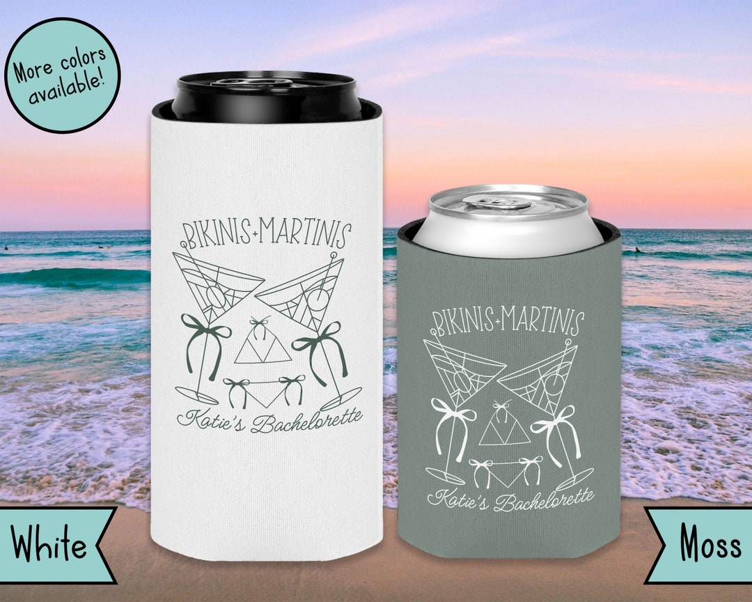 Custom Bikinis and Martinis Can Coolers Bikini Martini Bachelorette ...