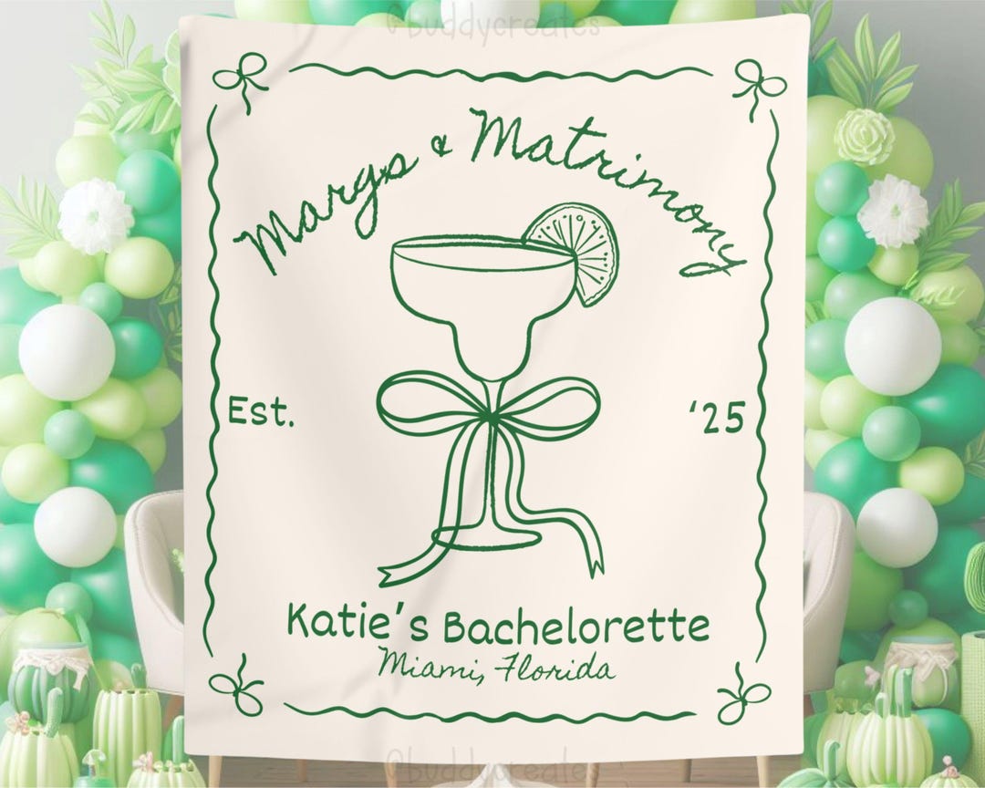 Custom Margs and Matrimony Tapestry, Margaritas Matrimony Bachelorette ...