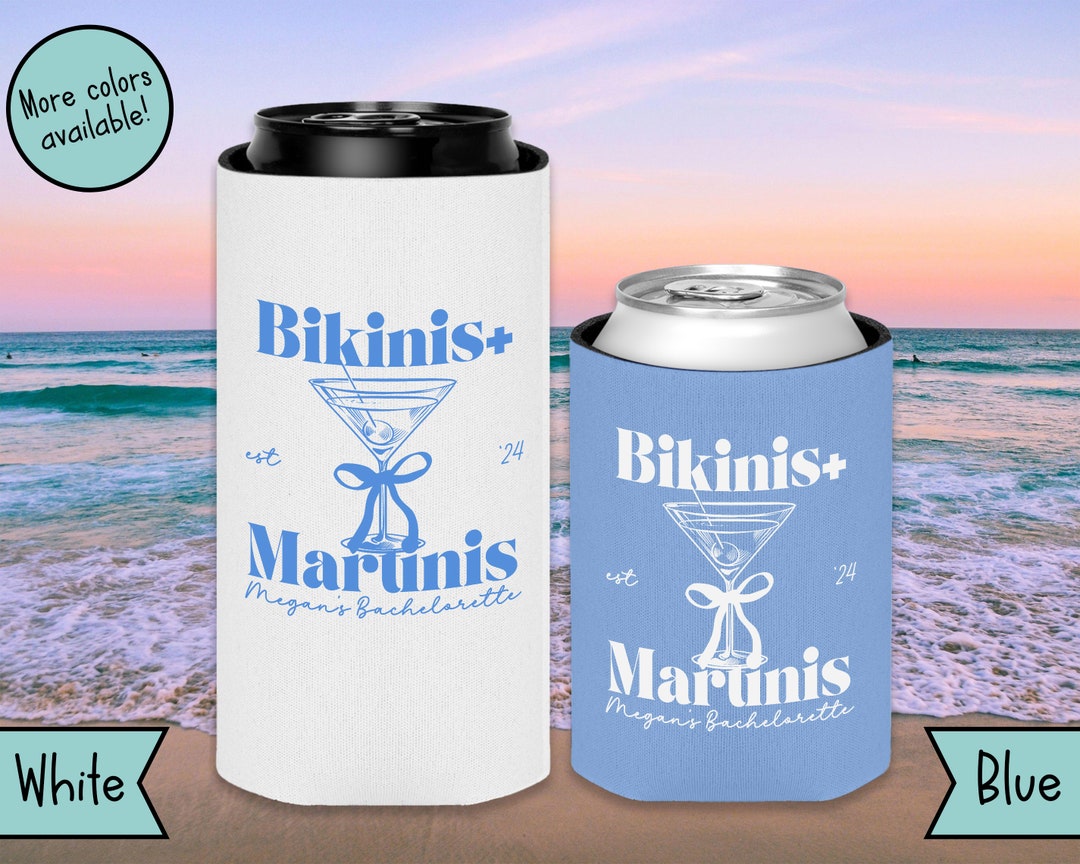 Custom Bikinis and Martinis Can Coolers Bikini Martini Bachelorette ...