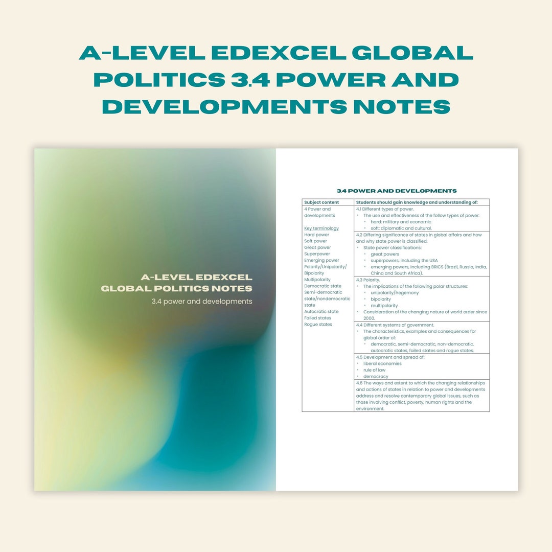 A-level Edexcel Politics 3.4 Power and Developments Notes digital - Etsy