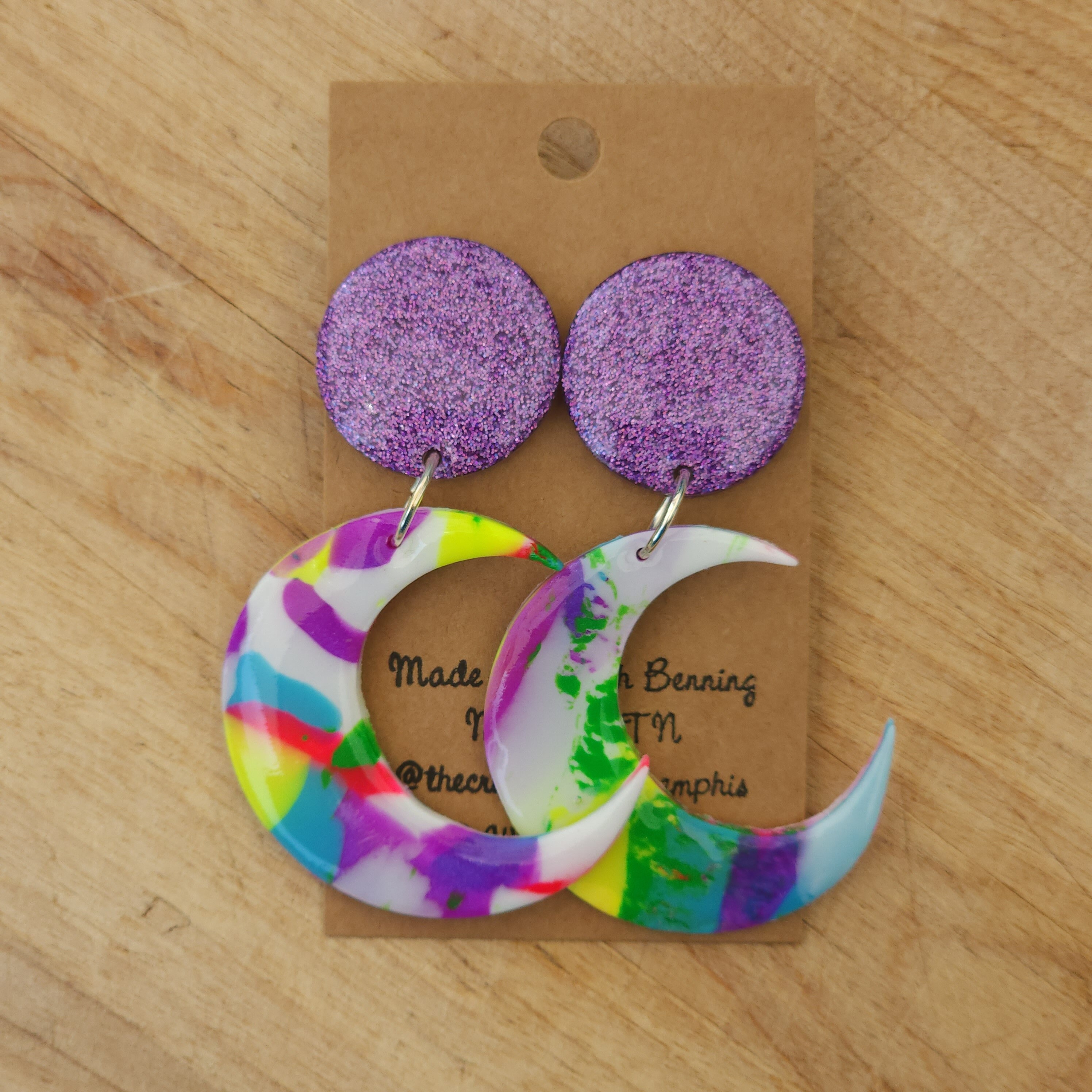 Neon 90s Moon Earrings Postmodern Memphis Style 90s Baby - Etsy