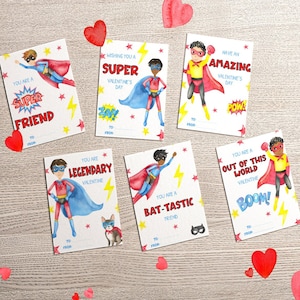 Printable Superhero Valentine's Day Cards, Print at Home Classroom ...