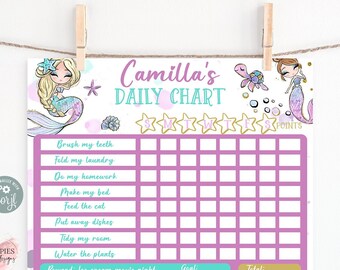 Editable Mermaid Reward Chart for Kids Mermaid Routine Chart - Etsy Canada
