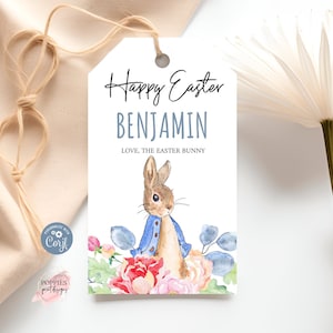Easter Basket Gift Tag Editable Kids Easter Bunny Tag Peter Rabbit Gift ...