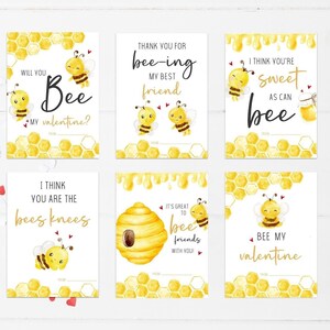 Printable Bee Valentine's Day Cards, Print at Home Classroom Valentine ...