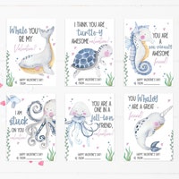Under the Sea Valentines Cards PRINTABLE | Valentines Day Cards for ...