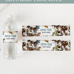 Editable First Rodeo Water Bottle Labels, Cowboy Birthday Bottle Wrap ...