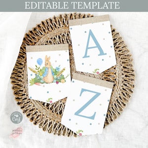 Editable Peter Rabbit Birthday Bunting 8.5x11" 1st Birthday Pennant ...