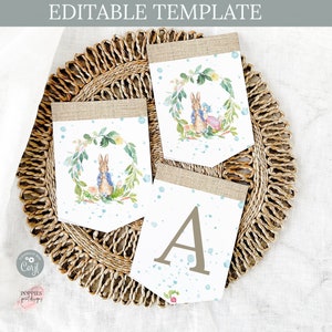 Editable Peter Rabbit Banner 8.5x11" Flopsy Bunny Birthday Bunting ...