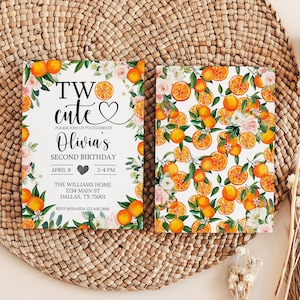 Editable Two Cute Second Birthday Invitation Little Cutie is Two Invite ...