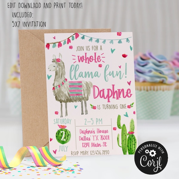 Girls Llama Birthday - Etsy