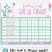 Printable Kids Daily Chore Chart, Editable Behavior Chart, Kids Reward ...