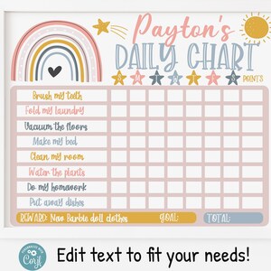 Editable Mermaid Chore Daily Chart, Printable Kids Responsibility Chart ...