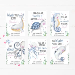 Printable Under the Sea Valentine's Day Cards, Print at Home Classroom ...