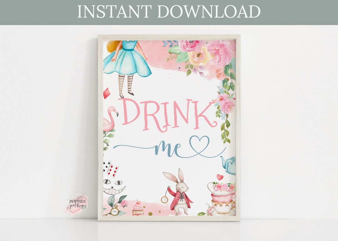 Drink Me Sign Alice in Wonderland Birthday Onederland Birthday Sign ...
