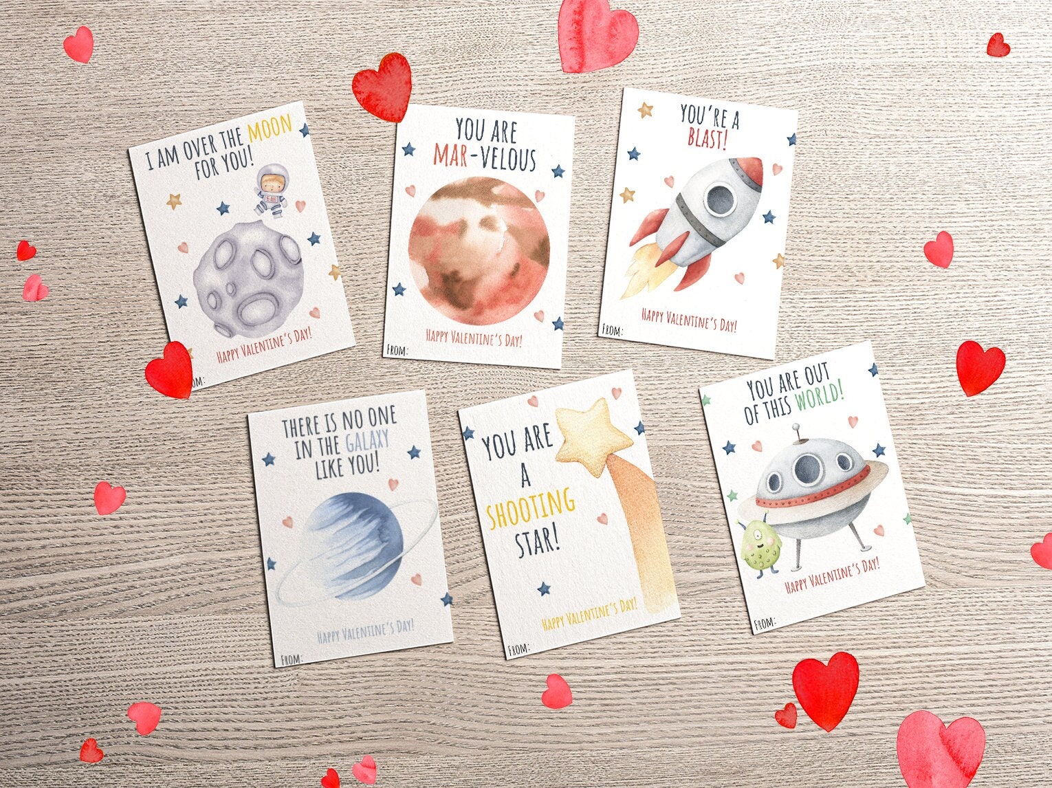 Printable Outer Space Valentine's Day Cards Print at Home Classroom ...