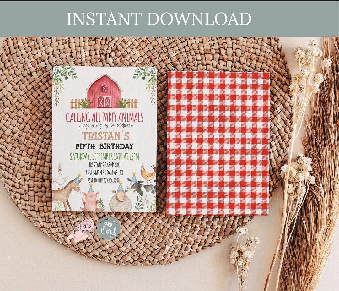 Editable Boys Red Barn Birthday Party Invitation, Calling All Party ...