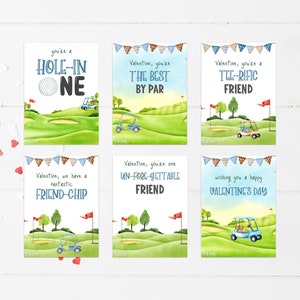 Printable Golf Valentine's Day Cards, Print at Home Classroom ...