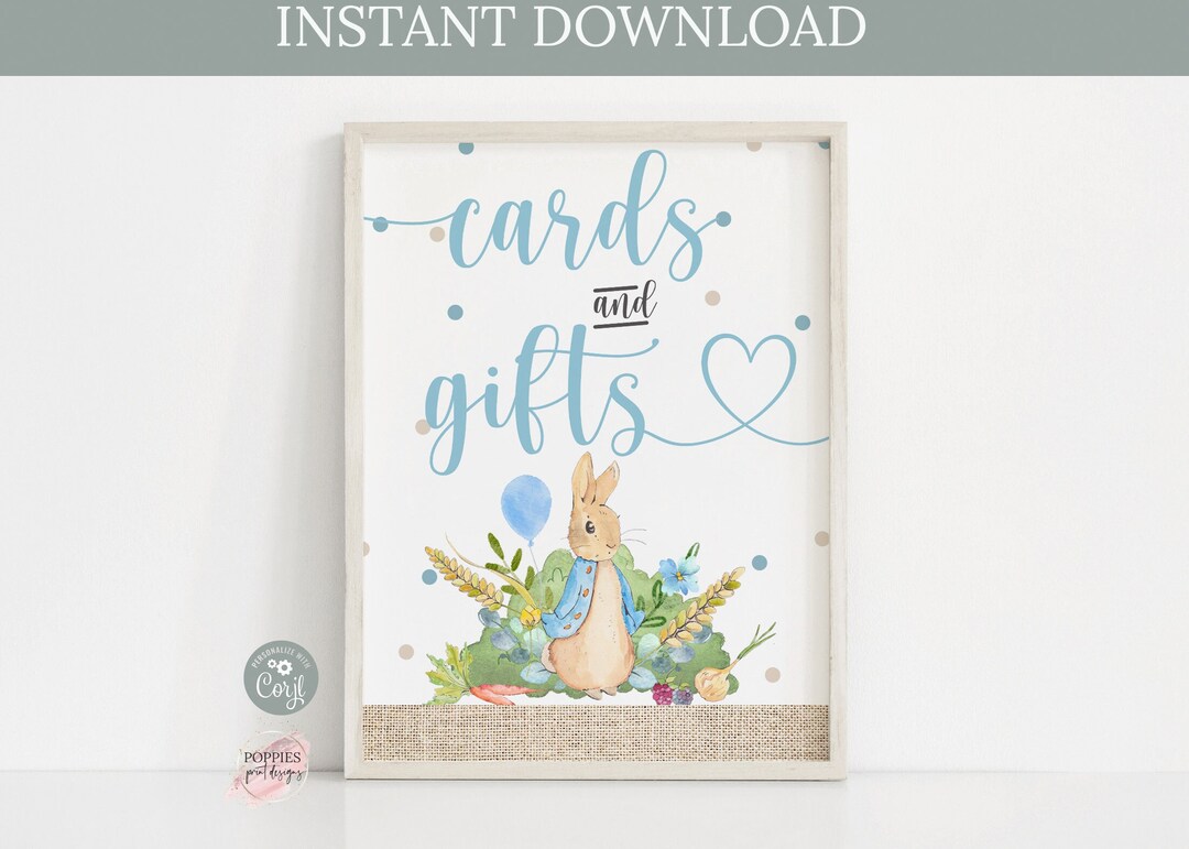 Peter Rabbit Cards and Gifts Sign Peter Rabbit Birthday Party Decor ...
