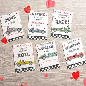 Printable Race Car Valentine's Day Cards, Print at Home Classroom ...