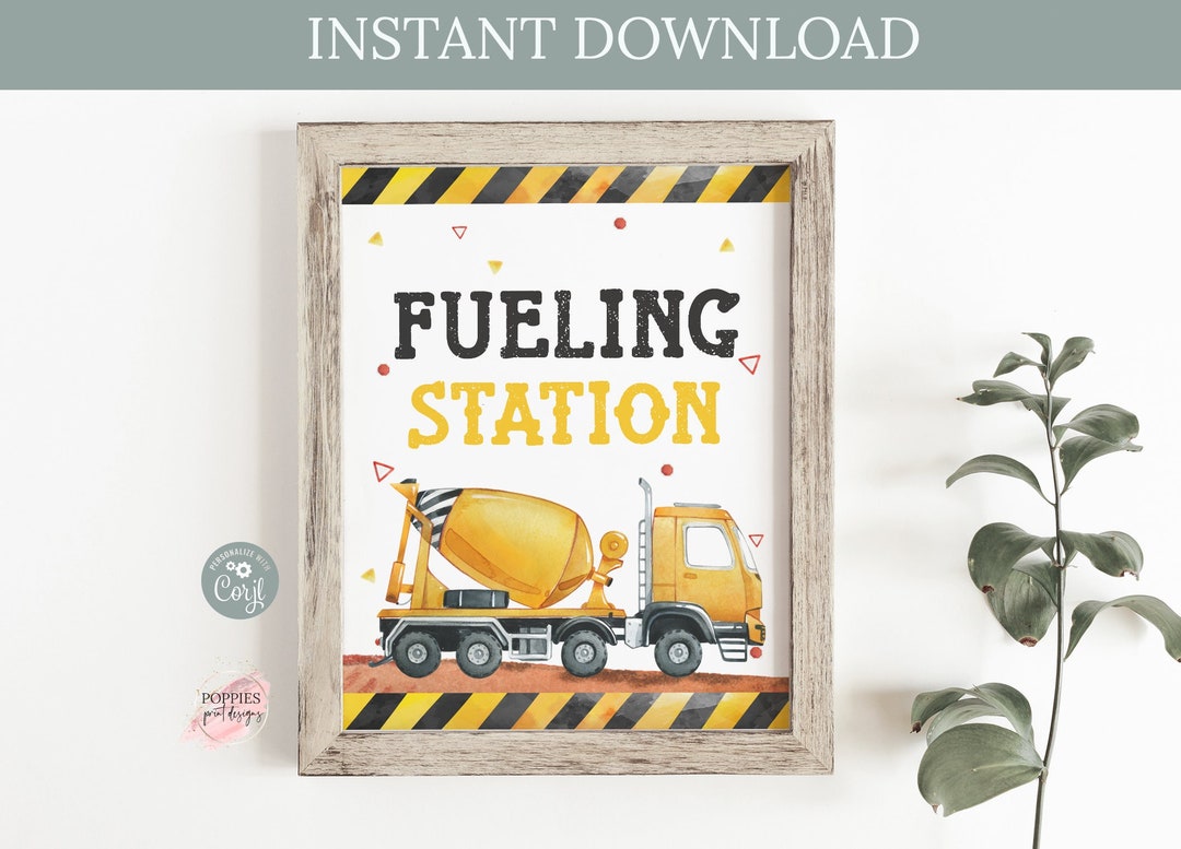 Construction Fueling Station Party Sign Dump Truck Birthday Party Decor ...