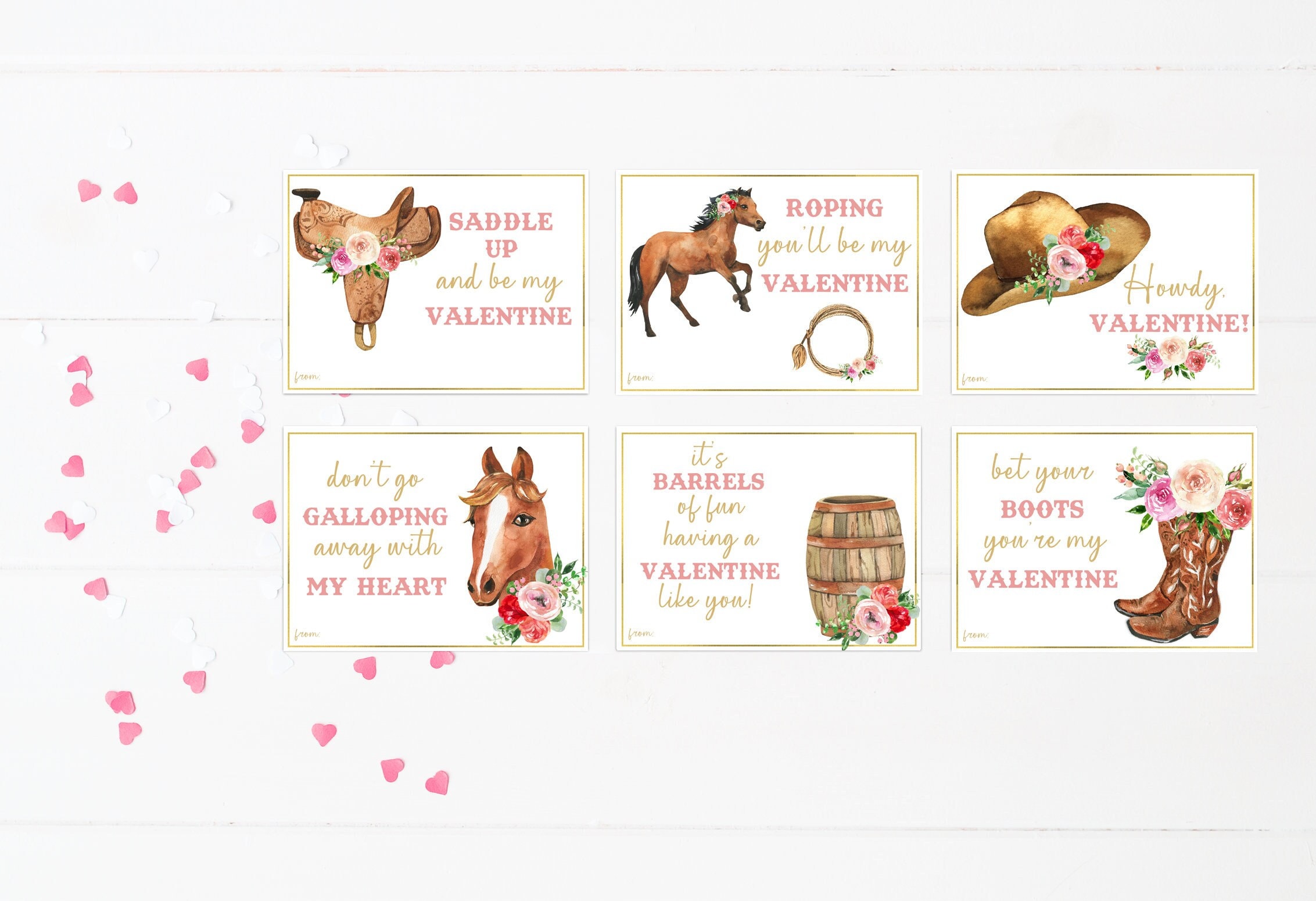 Printable Rodeo Valentine's Day Cards Cowgirl Print at Home Classroom ...