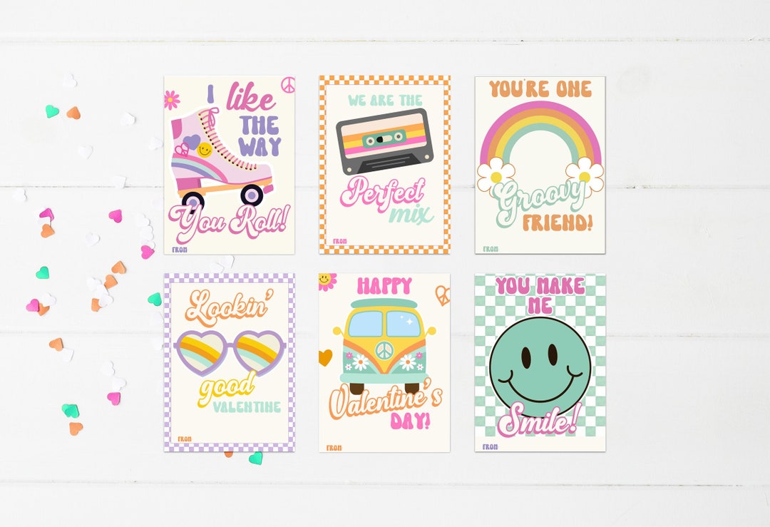 Printable Retro Valentine's Day Cards Print at Home Classroom Valentine ...