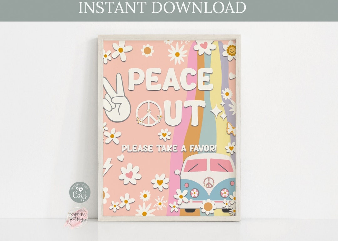 Groovy Party Favor Sign Retro Birthday Party Gift Table Sign Daisy ...