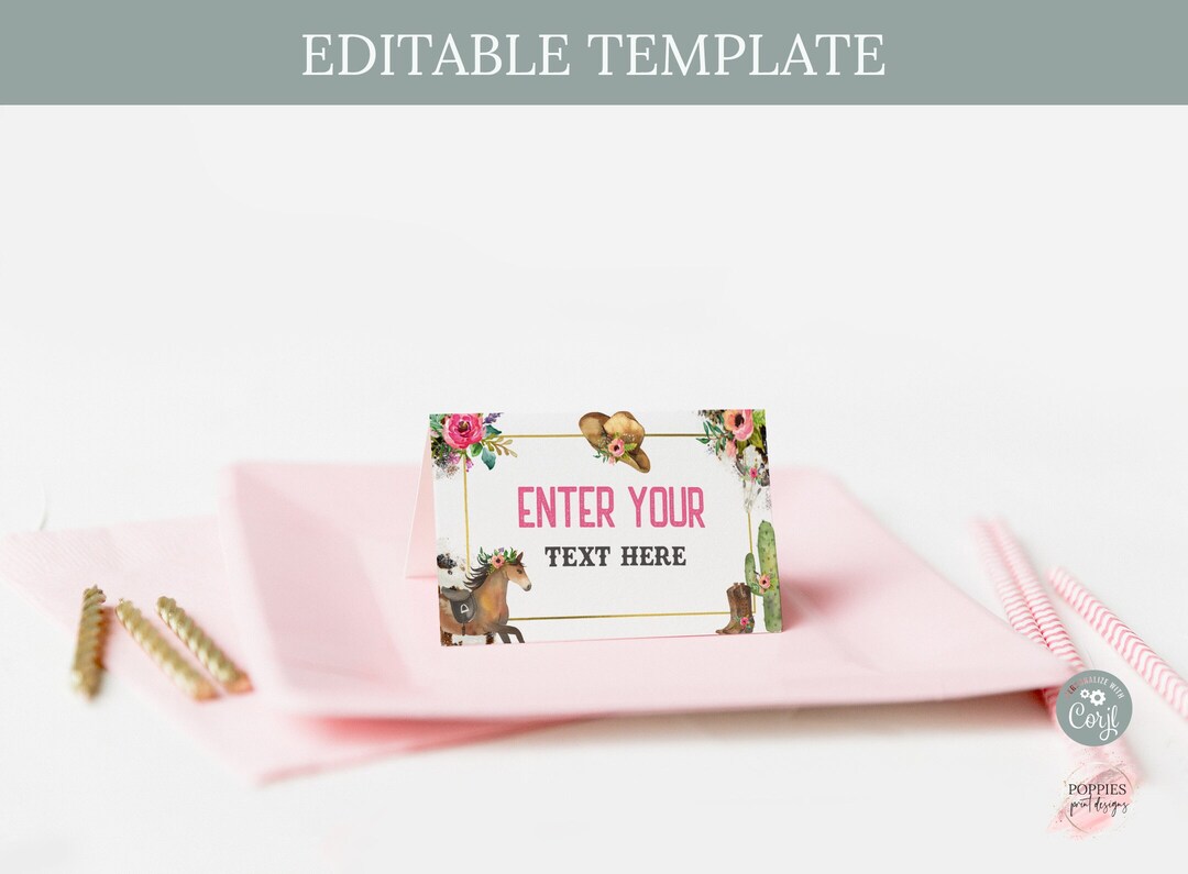 Editable Pink Rodeo Food Labels, Girl Rodeo Birthday Food Tent Cards ...