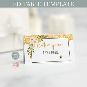 Editable Honey Bee Birthday Food Labels Bee Baby Shower Food Tent Cards ...