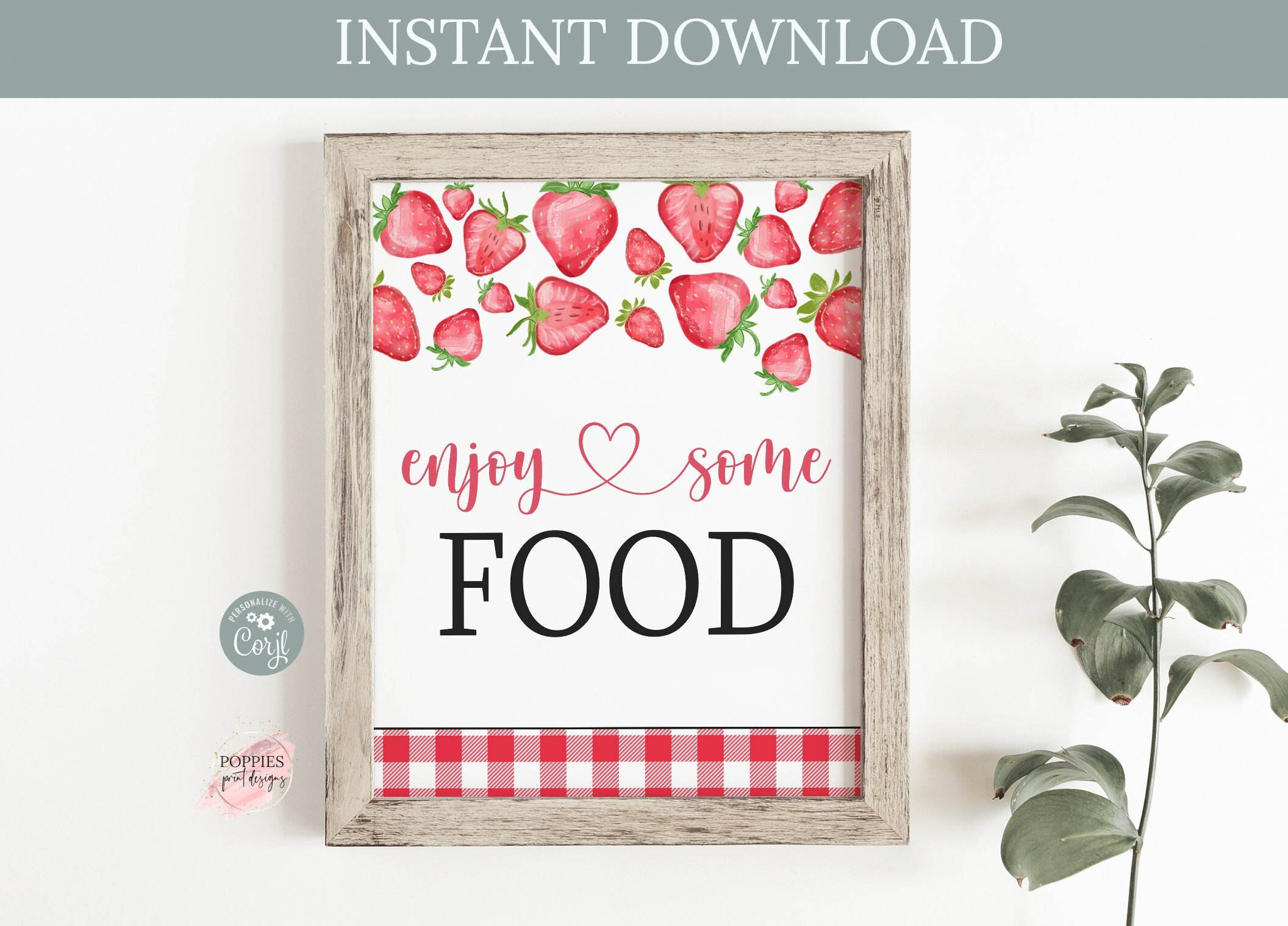 Enjoy Some Food Sign Strawberry Birthday Berry First Birthday Sign Food ...