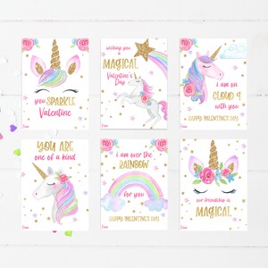 Printable Unicorn Valentine's Day Cards, Print at Home Classroom ...