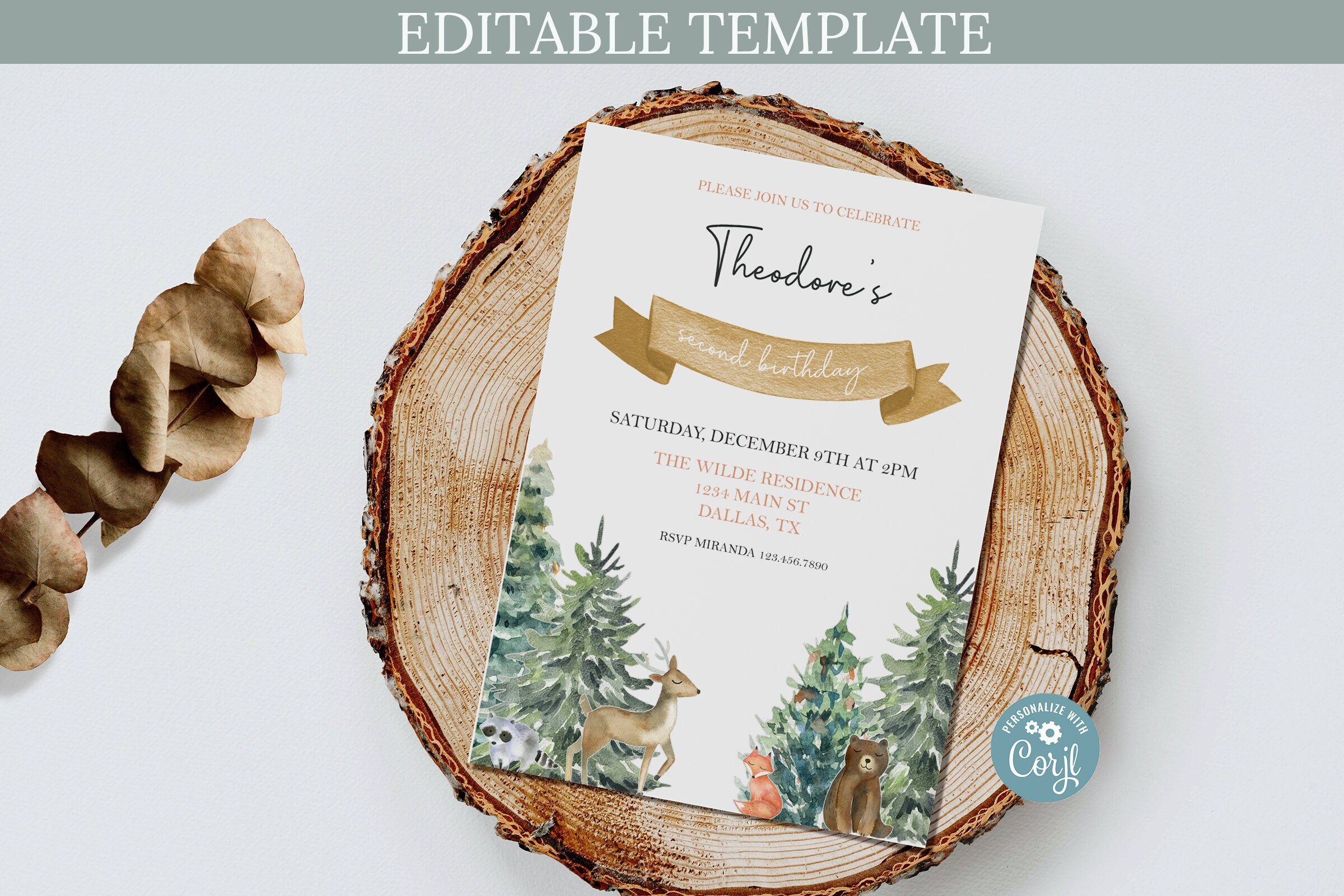 Editable Winter Wonderland Birthday Invitation, Christmas Birthday ...