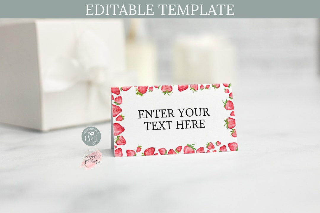 Editable Strawberry First Birthday Food Labels Berry First Birthday ...