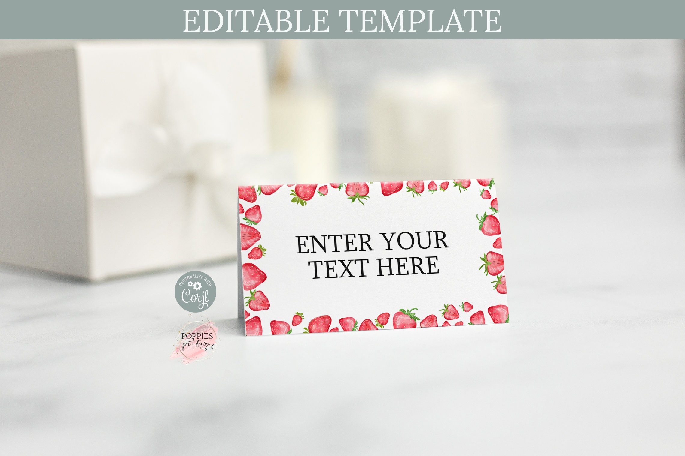 Editable Strawberry First Birthday Food Labels Berry First Birthday ...