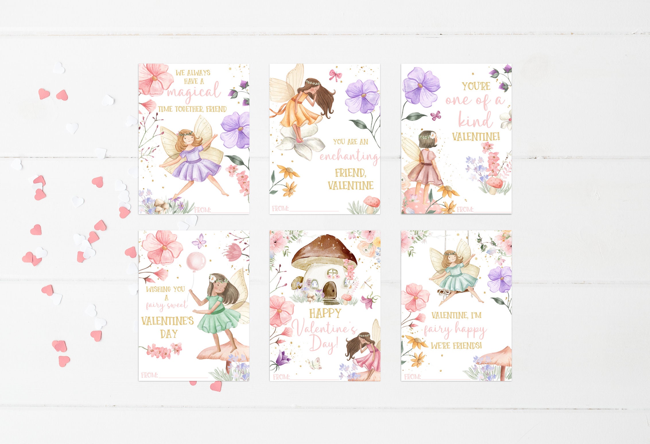 Printable Fairy Garden Valentine's Day Cards, Print at Home Classroom ...
