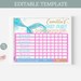 Editable Mermaid Chore Daily Chart, Printable Kids Responsibility Chart ...
