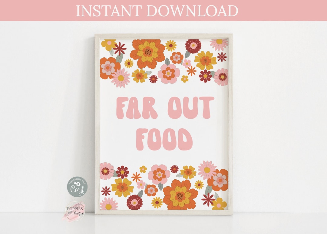 Retro Floral Birthday Food Table Sign, Groovy Birthday Party Decor ...